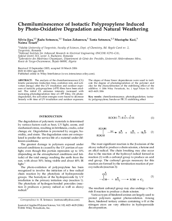 Pdf Photodegradation Of Polypropylene Using Cao Nanoparticles As A