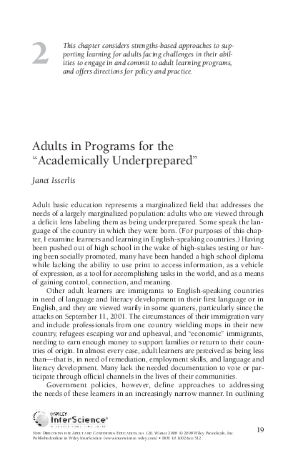 (PDF) Adults in programs for the “academically underprepared”