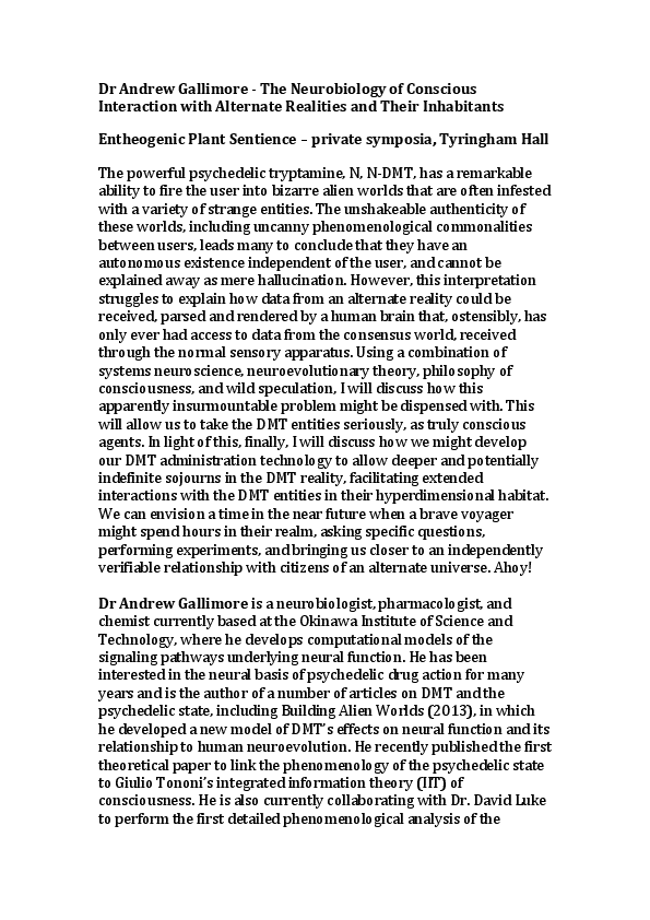 (PDF) Dr Andrew Gallimore - The Neurobiology of Conscious Interaction ...