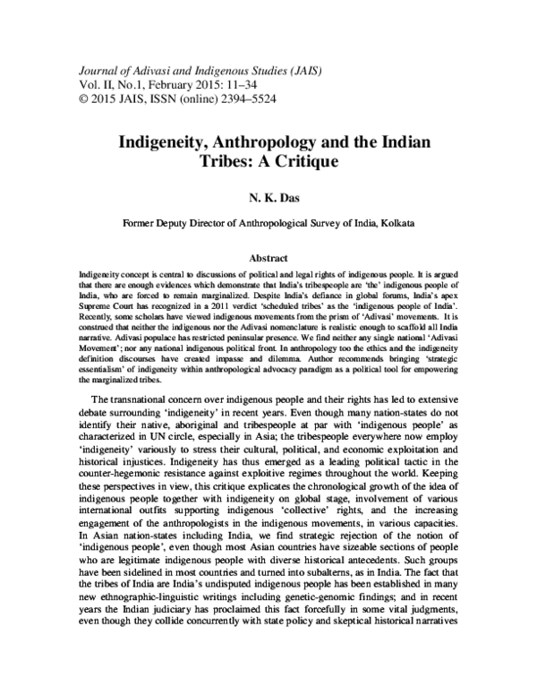 (PDF) Indigenous People of India