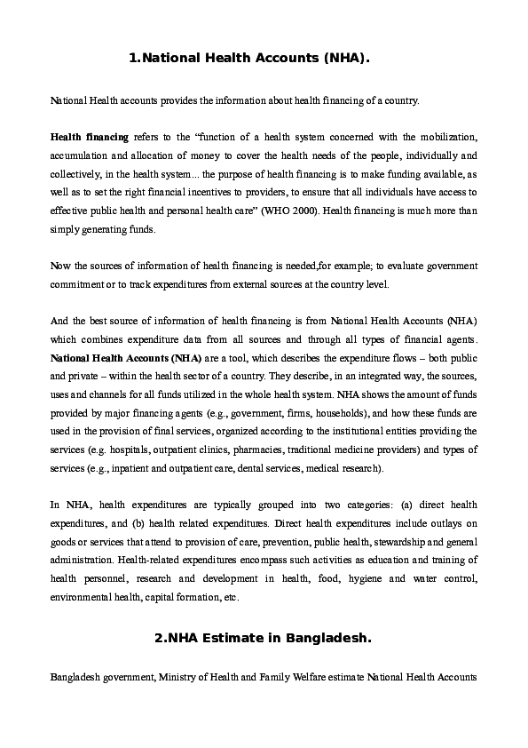 (DOC) Bangladesh National Health Account