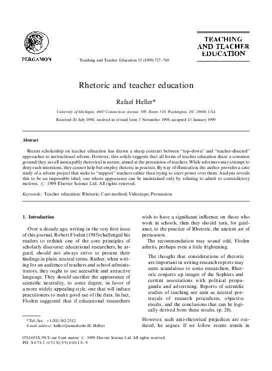 (PDF) Rhetoric and teacher education