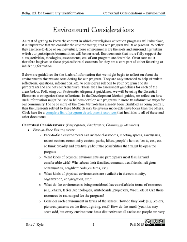 (PDF) Environment Considerations | Eric Kyle - Academia.edu