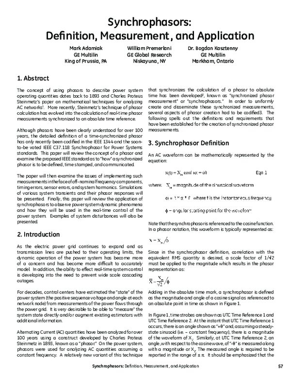 (PDF) Synchrophasors Paper GE