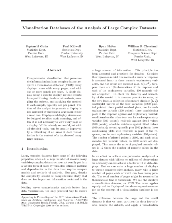 Pdf Visualization Databases For The Analysis Of Large Complex Datasets