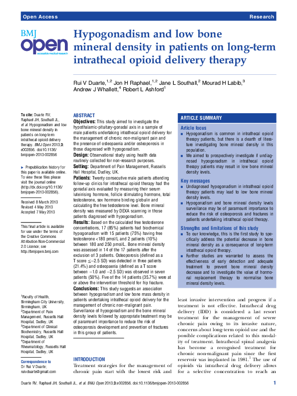 (PDF) The Role of Testosterone Supplemental Therapy in Opioid-Induced ...