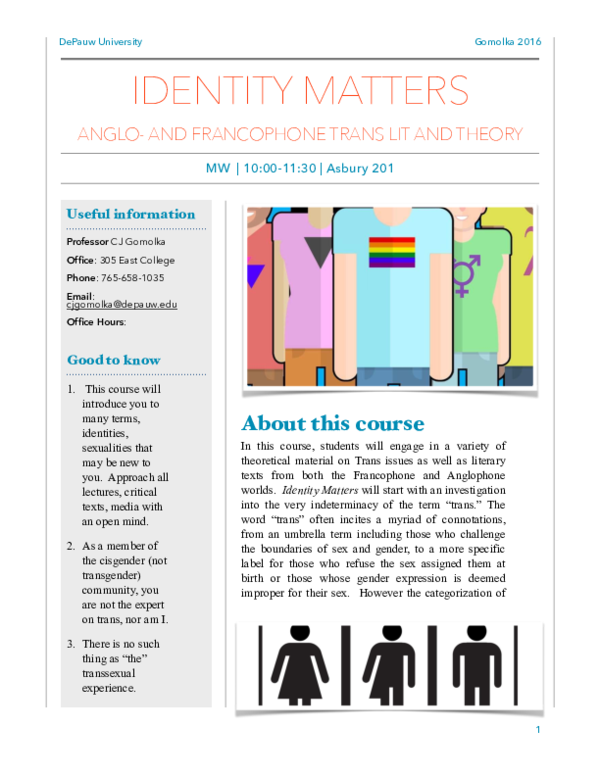 (PDF) Identity Matters: Ango- and Francophone Trans Literature and Theory