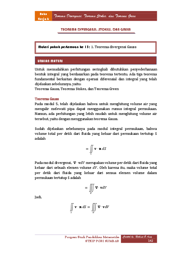 (PDF) Teorema Divergensi, Teorema Stokes, dan Teorema Green