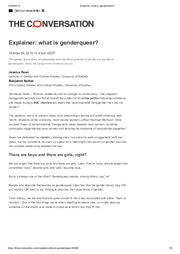 (PDF) Explainer: what is genderqueer?