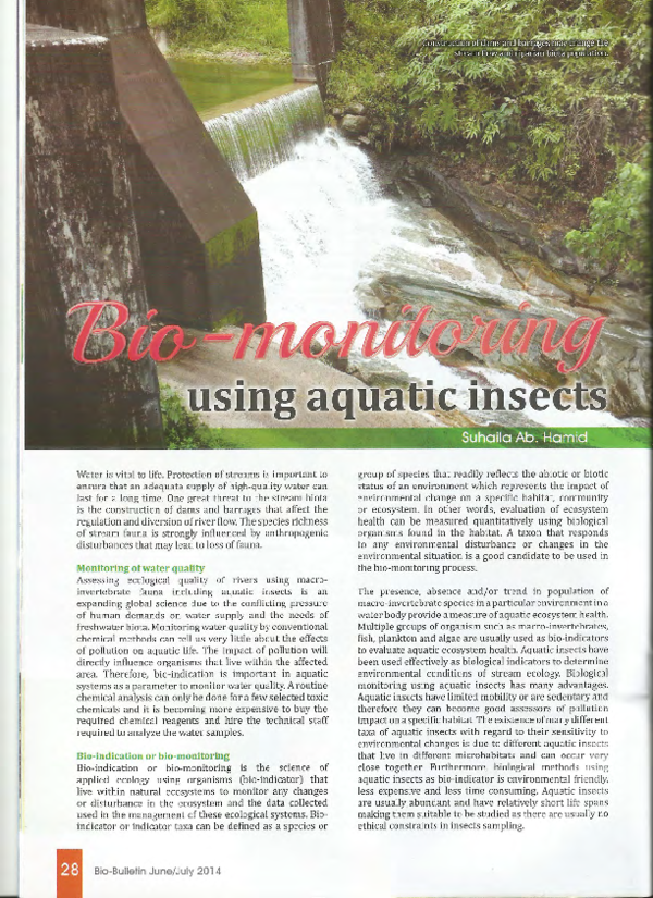 (PDF) Biomonitoring Using Aquatic Insects