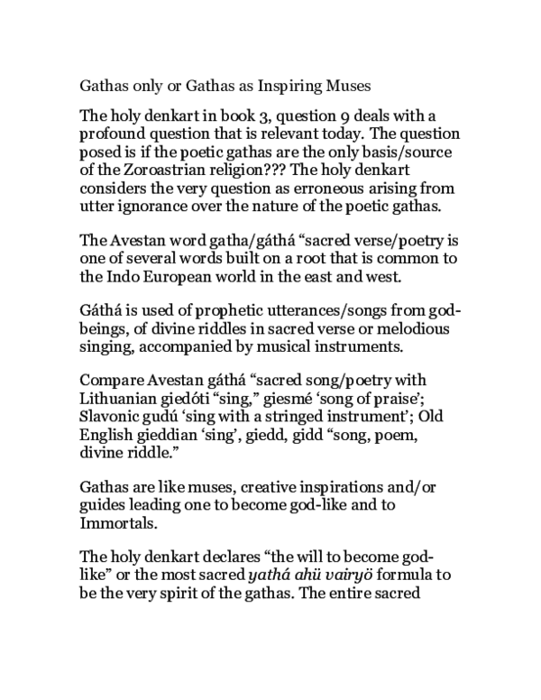 (DOC) Gathas only or Gathas as Inspiring Muses