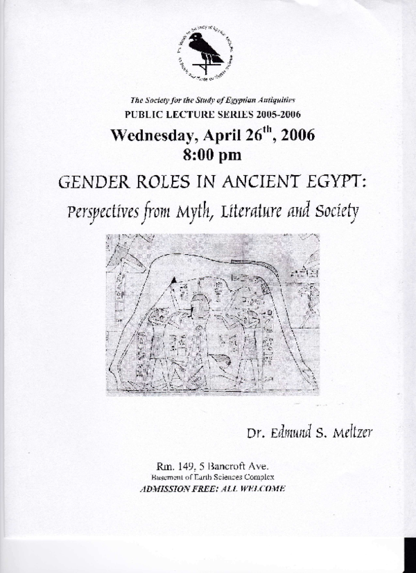(PDF) Gender Roles in Ancient Egypt: Perspectives from Myth, Literature ...