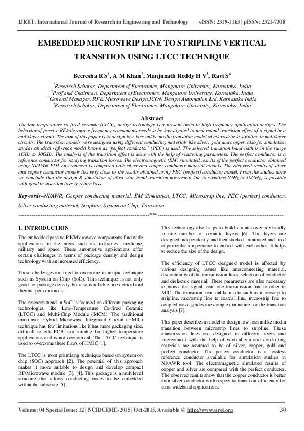 (PDF) EMBEDDED MICROSTRIP LINE TO STRIPLINE VERTICAL TRANSITION USING ...