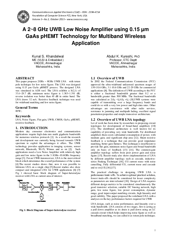 (PDF) A 2~8 GHz UWB Low Noise Amplifier using 0.15 µm GaAs pHEMT Technology for Multiband ...