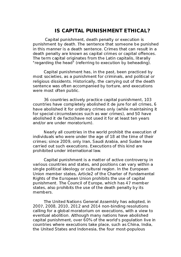 (DOC) IS CAPITAL PUNISHMENT ETHICAL