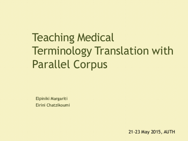 (PDF) Teaching Medical Terminology Translation with Parallel Corpus ...