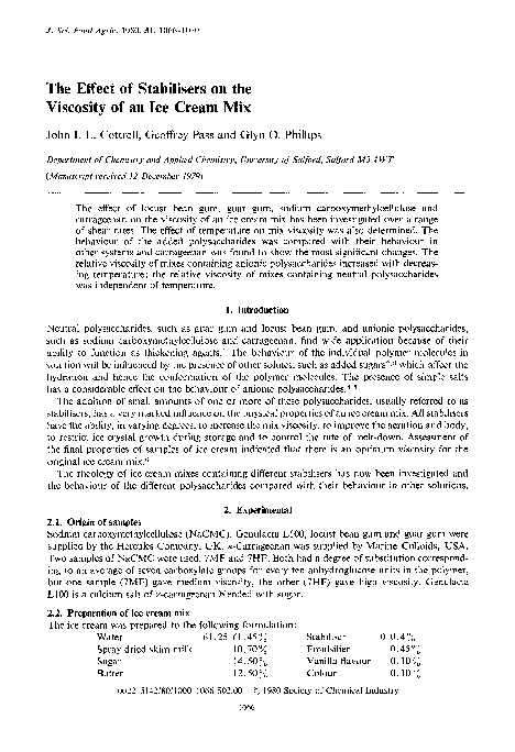(PDF) The effect of stabilisers on the viscosity of an ice cream mix