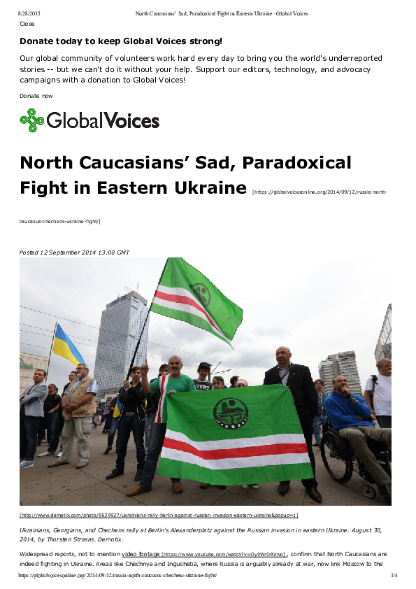 Pdf North Caucasians Sad Paradoxical Fight In Eastern Ukraine