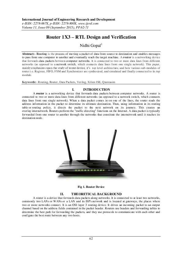 (PDF) Router 1X3 – RTL Design and Verification
