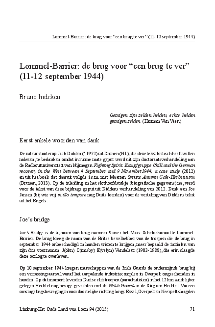 (PDF) Lommel-Barrier: de brug voor “een brug te ver” (11-12 september 1944)