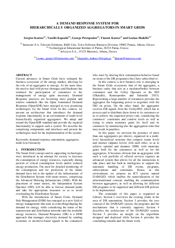 (PDF) Demand Response System for Smart Grid Aggregators