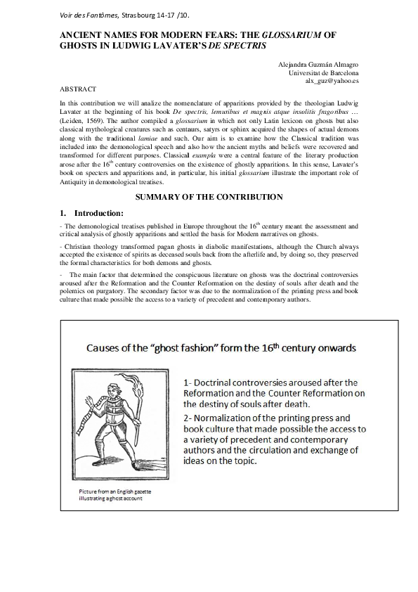 (PDF) Ancient names for modern fears: The glossarium of ghosts in ...