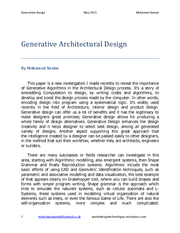 (PDF) Generative Design