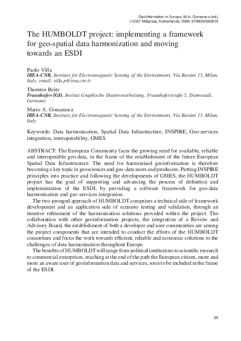 (PDF) HUMBOLDT project: implementing a framework for geo-spatial data harmonization and moving ...