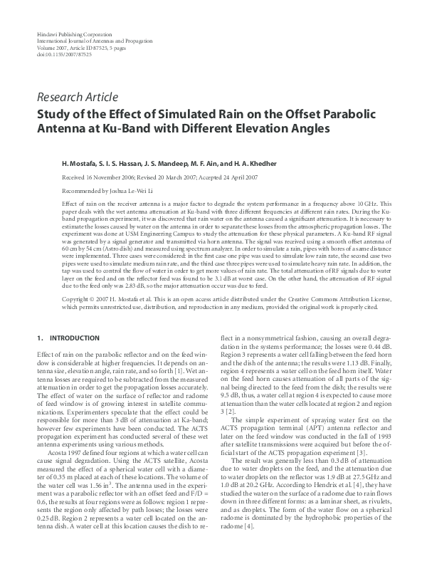 (PDF) Study of the Effect of Simulated Rain on the Offset Parabolic ...