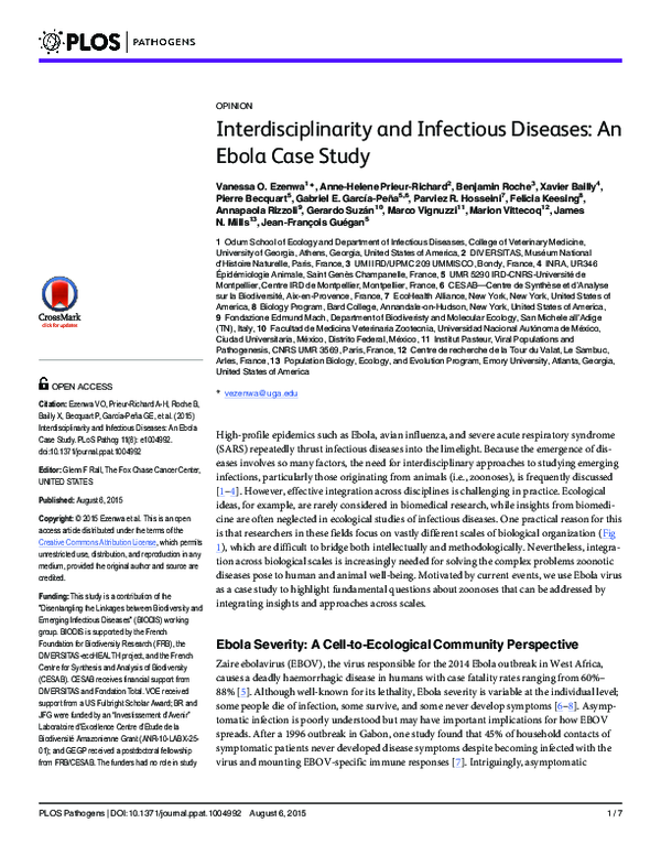 (PDF) Interdisciplinarity and Infectious Diseases: An Ebola Case Study