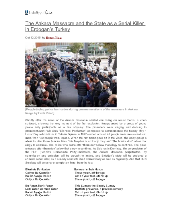 (DOC) The Ankara Massacre and the State as a Serial Killer in Erdogan's ...