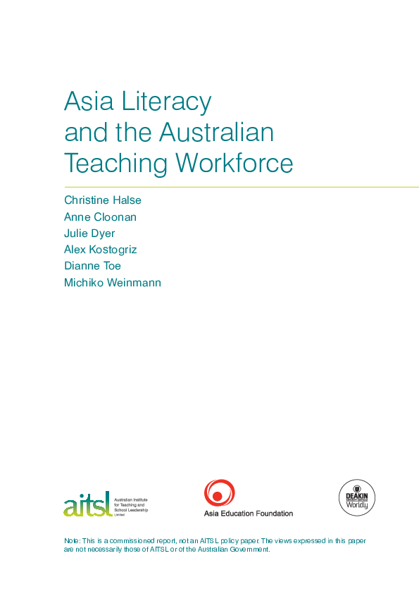 (PDF) Asia Literacy and the Australian Teaching Workforce