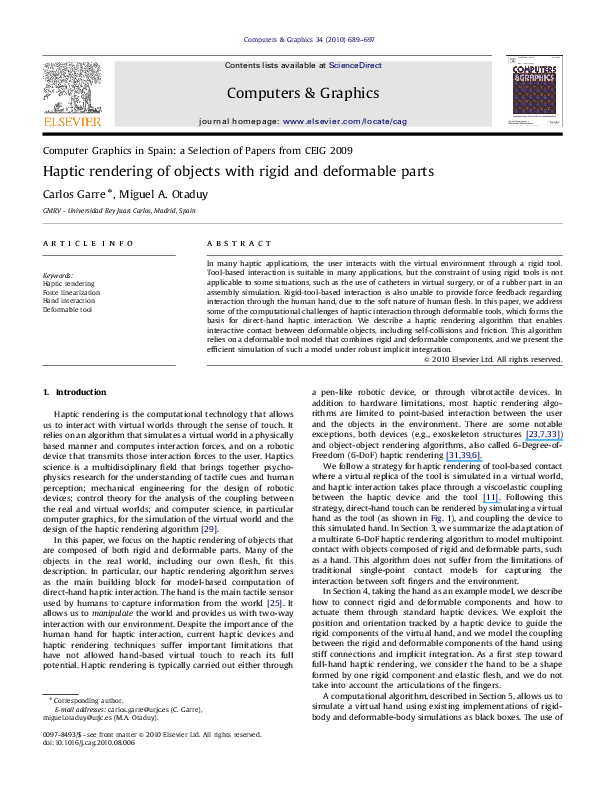 Pdf Haptic Rendering Of Objects With Rigid And Deformable Parts