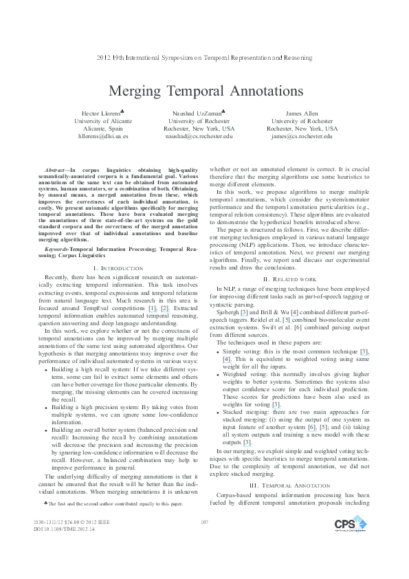 (PDF) Merging Temporal Annotations