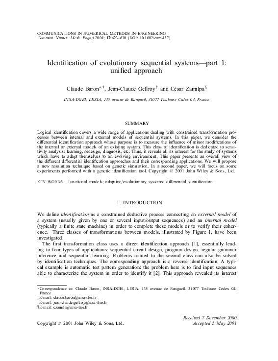 (PDF) Identification of evolutionary sequential systems-part 1: unified approach