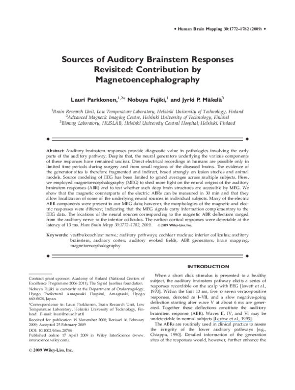 (PDF) Sources of auditory brainstem responses revisited: Contribution ...