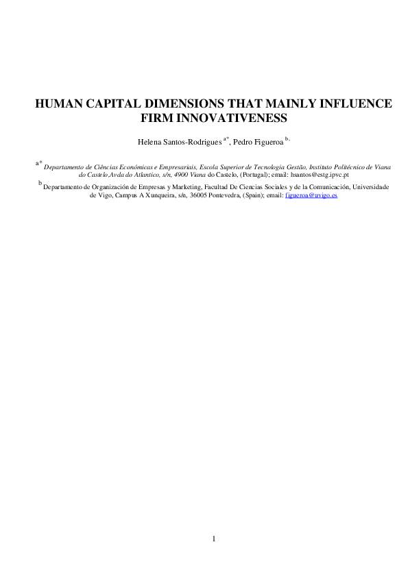 (PDF) Human Capital Dimensions That Mainly Influence Firm Innovativeness