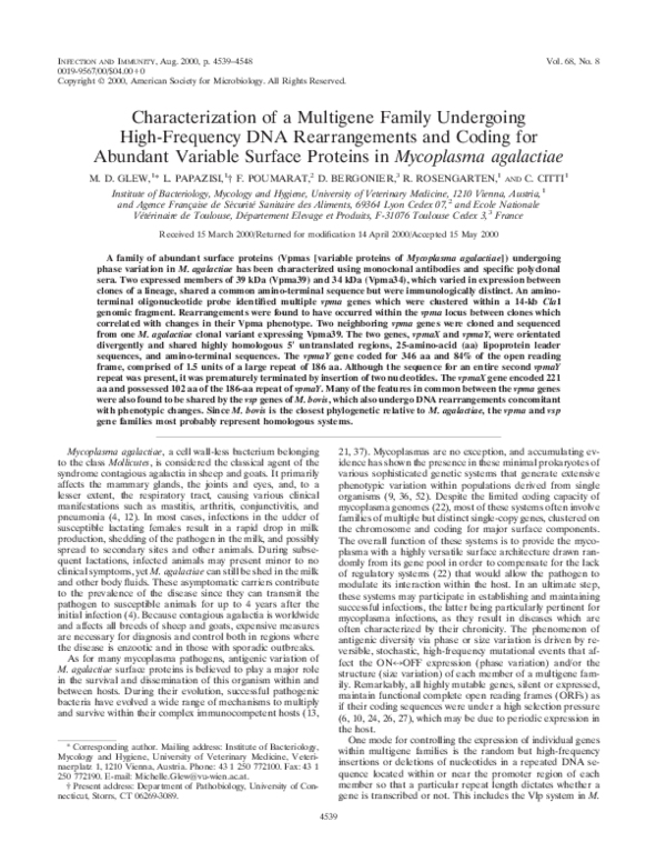 (PDF) Characterization of a Multigene Family Undergoing High-Frequency ...