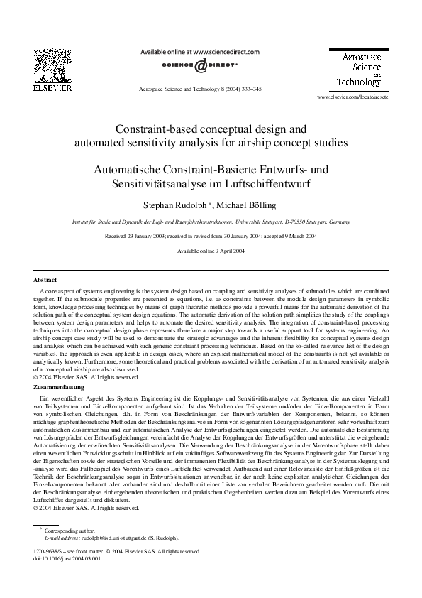 (PDF) Constraint-based conceptual design and automated sensitivity ...