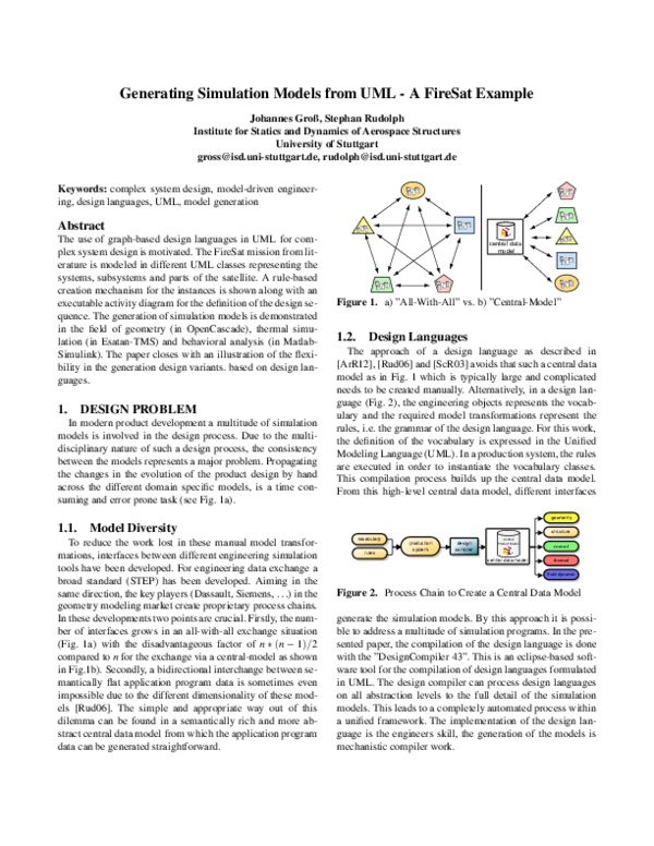 Pdf Generating Simulation Models From Uml A Firesat Example”