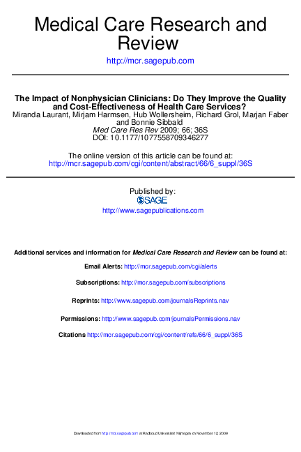 (PDF) The Impact of Nonphysician Clinicians: Do They Improve the ...