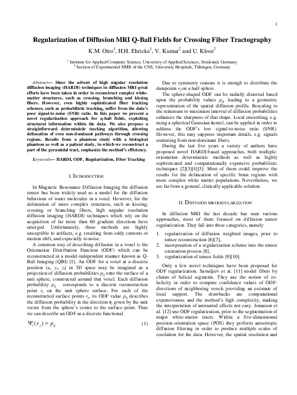 (PDF) Regularization of Diffusion MRI Q-Ball Fields for Crossing Fiber ...