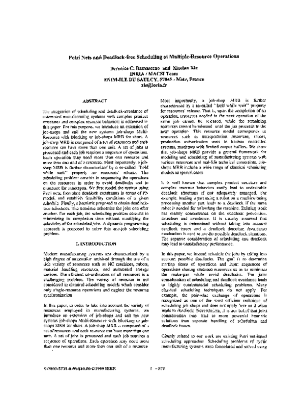 (PDF) Petri nets and deadlock-free scheduling of multiple-resource ...