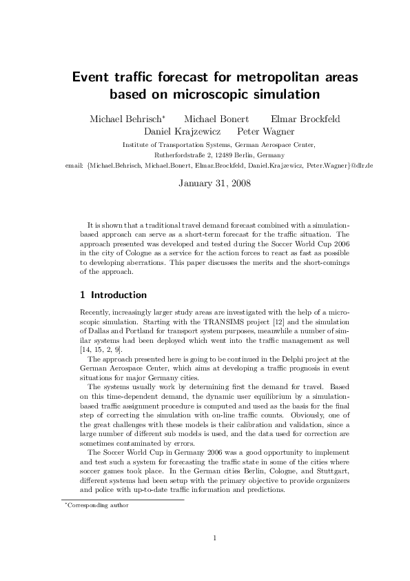 (PDF) Event traffic forecast for metropolitan areas based on ...
