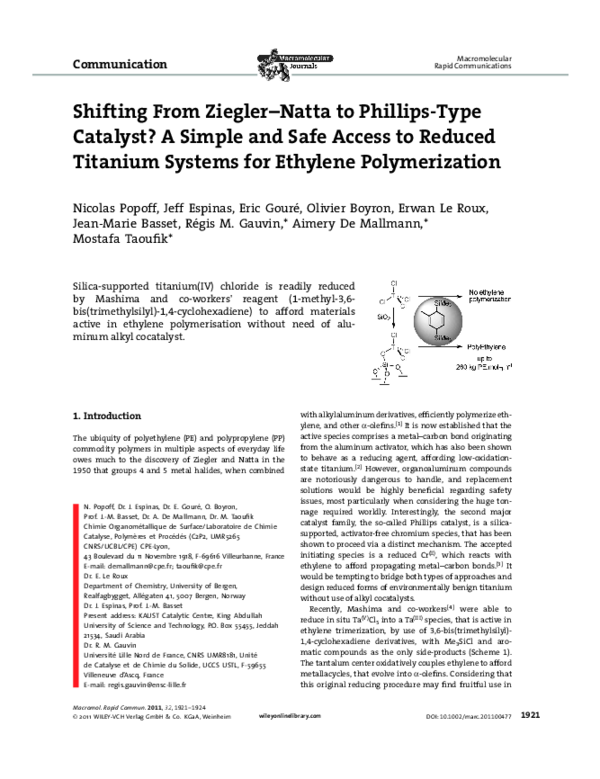 (PDF) Shifting From Ziegler-Natta to Philips-Type Catalyst? A Simple ...