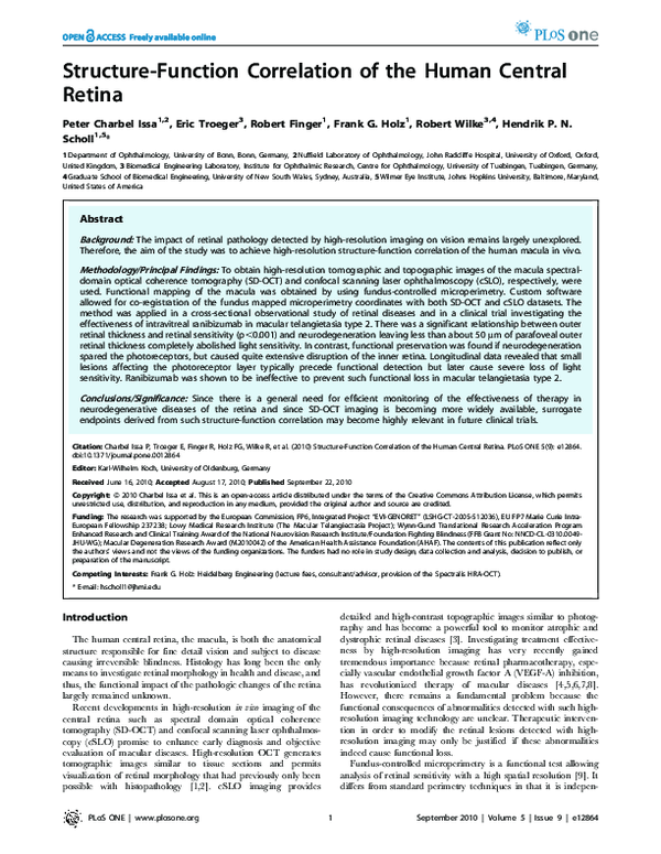 Pdf Structure Function Correlation Of The Human Central Retina