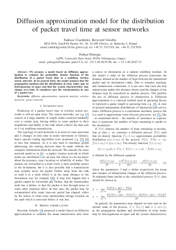 Pdf Diffusion Approximation Model For The Distribution Of Packet