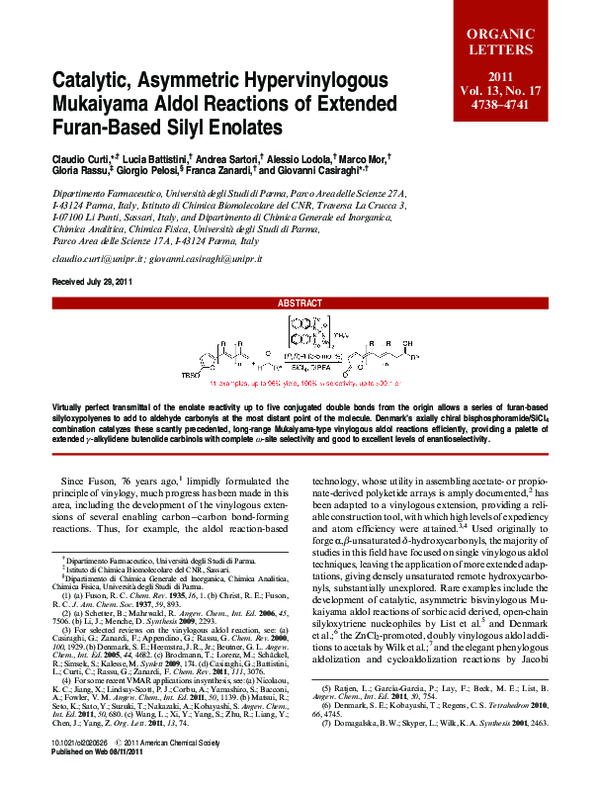 (PDF) Catalytic, Asymmetric Hypervinylogous Mukaiyama Aldol Reactions ...