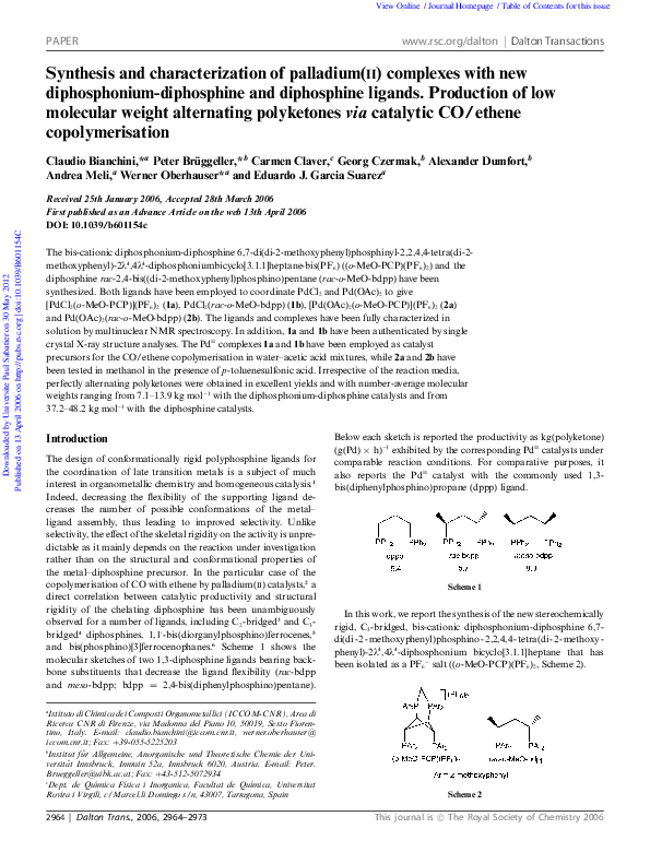 (PDF) Synthesis and Characterization of Palladium (II) Complexes of ...