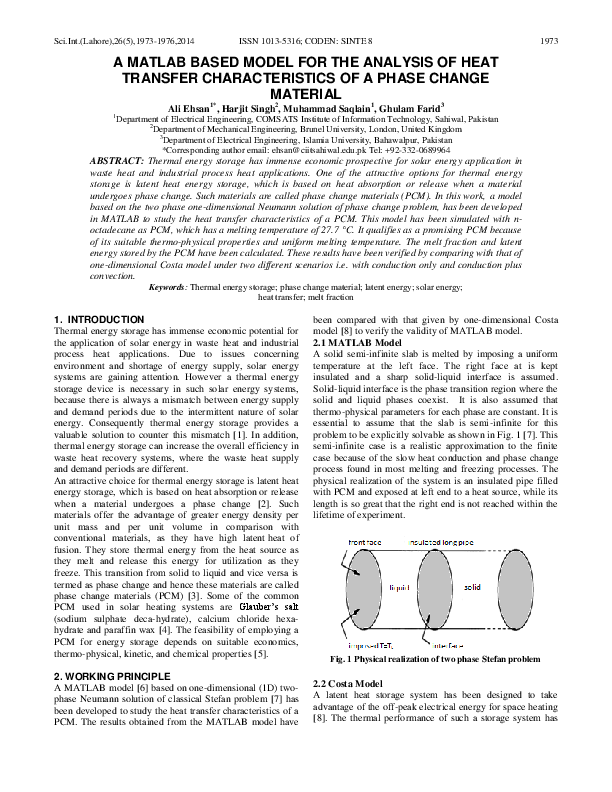 Pdf A Matlab Based Model For The Analysis Of Heat Transfer